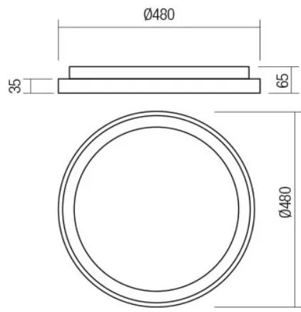 Redo group Redo Iconic, stropní svítidlo LED 40W 3000/4000K, matná zlatá, tříkrokové stmívání, průměr 48cm