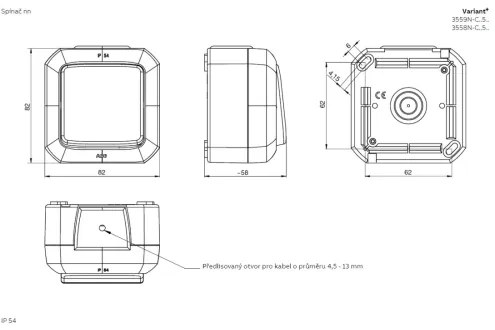 ABB Variant+ vypínač č.6+6 dvojitý IP54 bílá 3558N-C52510 B