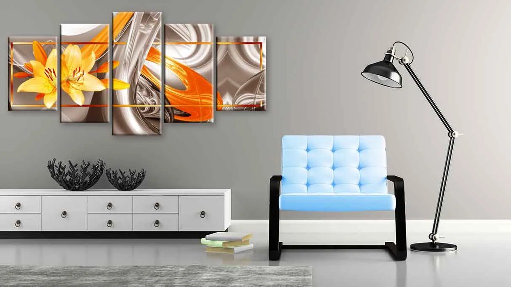 Abstraktní obraz lilie Orange Velikost (šířka x výška): 150x75 cm