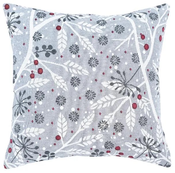 SCANquilt povlak MOTIV listy, bobule šedočervená 45 x 45 cm