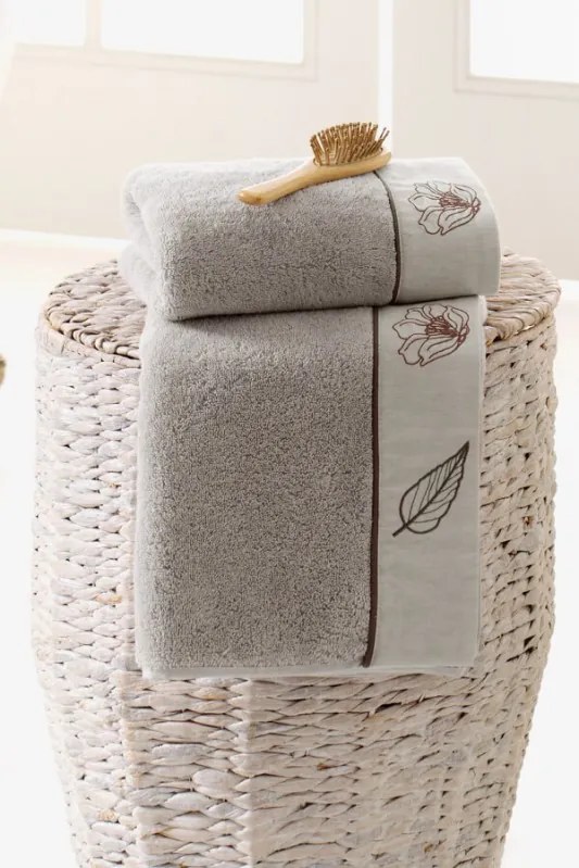 Soft Cotton luxusní ručník a osuška FLORA Světle šedá