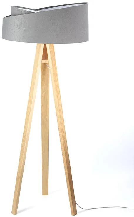 Timberlight Stojací lampa Awena šedá + bílý vnitřek + dřevěné nohy