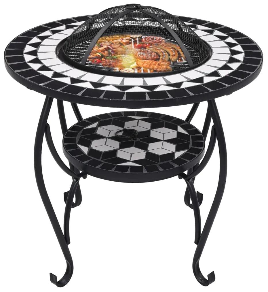 Mozaikový stolek s ohništěm černý a bílý 68 cm keramika,  46725 HangarStore.cz