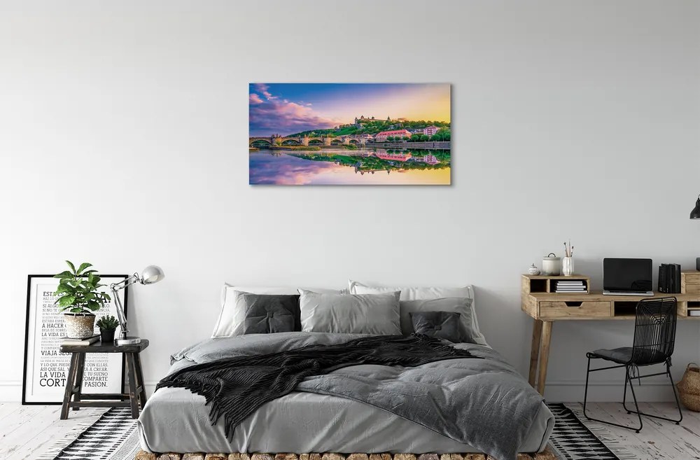 Obrazy na plátně řeka Německo Sunset 100x50 cm