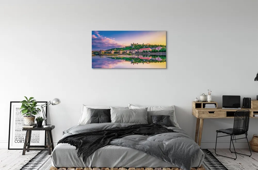 Obrazy na plátně řeka Německo Sunset 140x70 cm