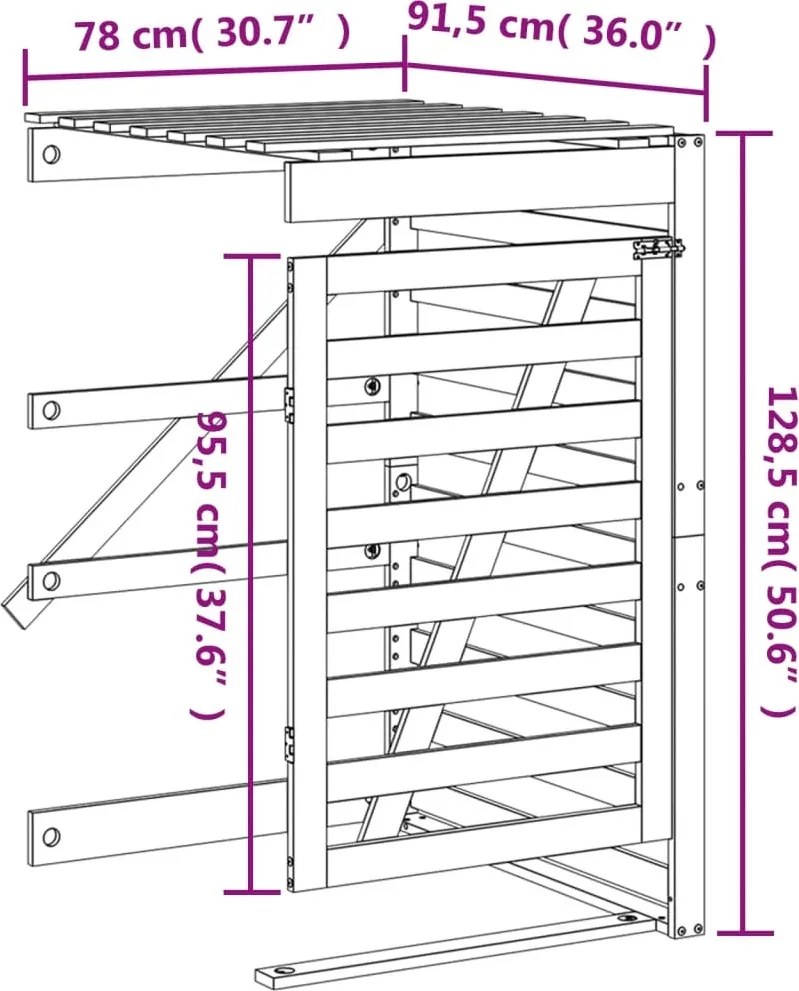 vidaXL Nástavec pro úložný box na popelnice šedý masivní borové dřevo [825112] Barva: Přírodní douglaska