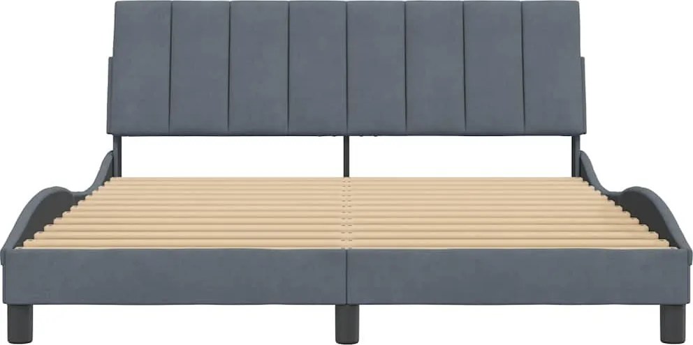 Rám postele bez matrace Hanko tmavě šedý 160 x 200 cm samet 3207856