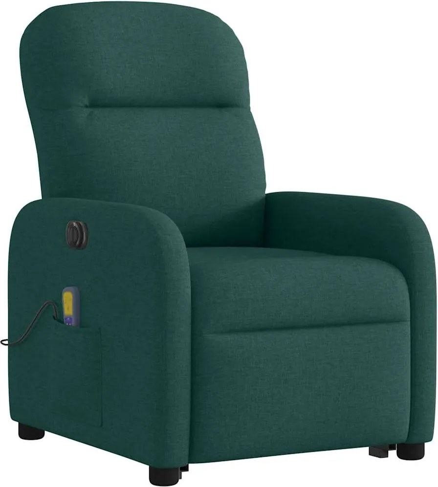 Elektrické zvedací masážní polohovací křeslo zelené textil 3303008