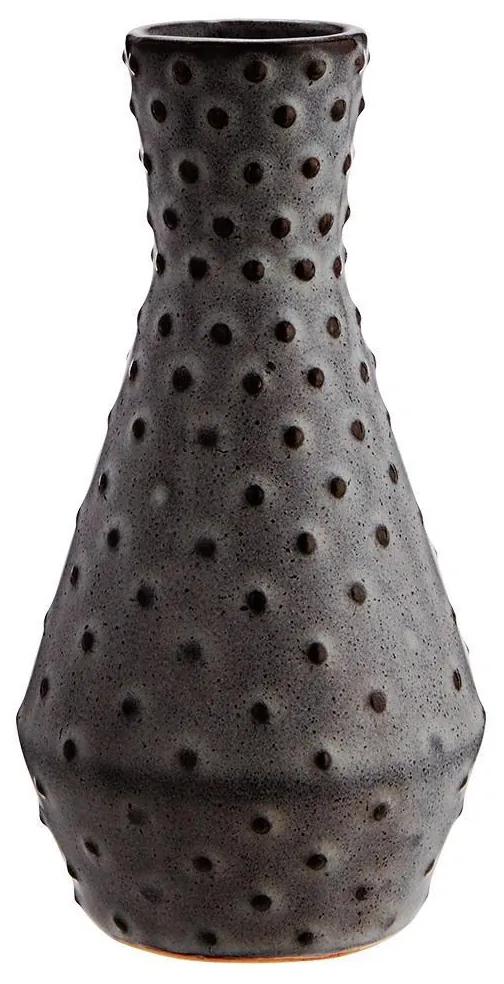 MADAM STOLTZ Keramická váza Grey Ostrich Dots, šedá barva, keramika
