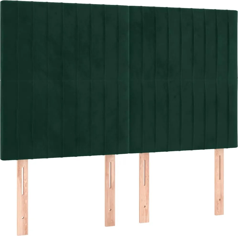 Box spring postel s matrací a LED tmavě zelená 140x190 cm samet 3136242