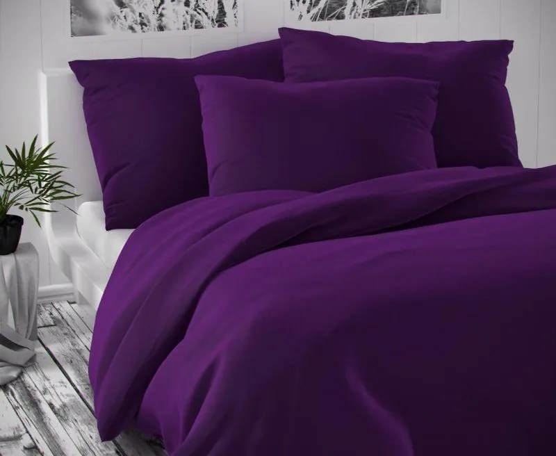 Kvalitex satén povlečení Luxury Collection tmavě fialové 200x240 2x70x90