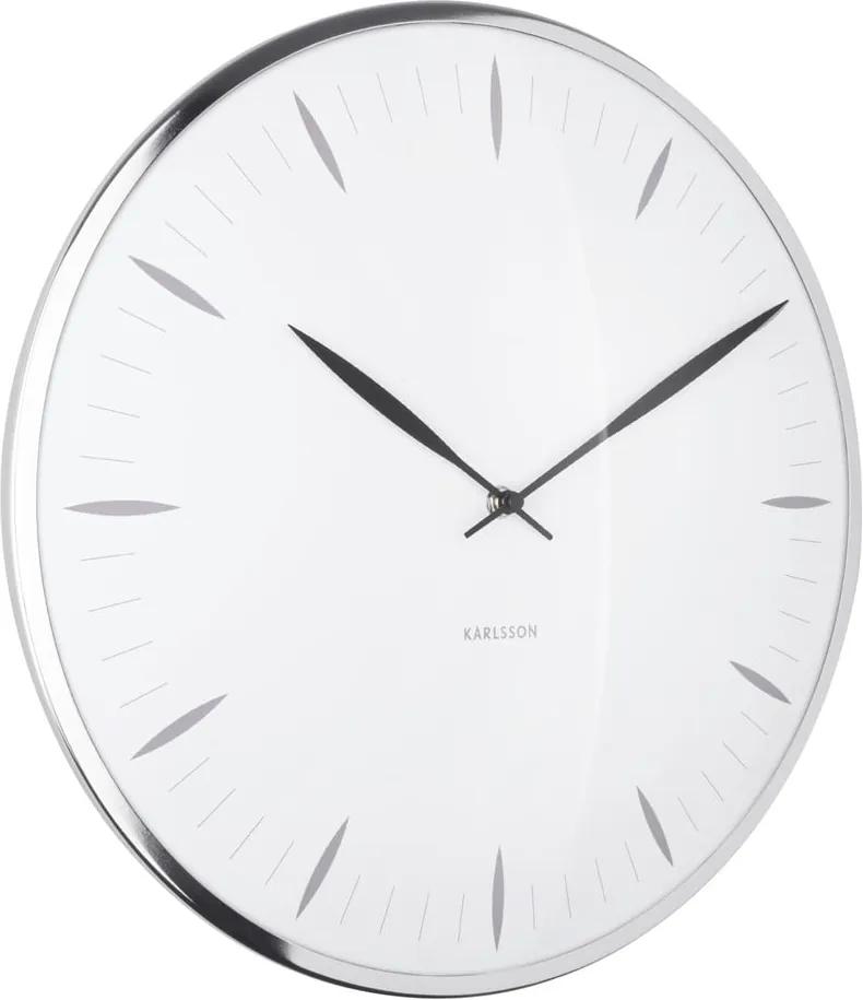 Bílé skleněné nástěnné hodiny Karlsson Leaf, ø 40 cm