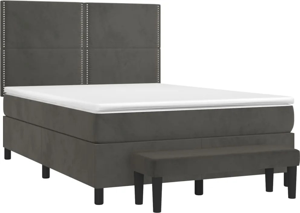 Box spring postel s matrací tmavě šedá 140x200 cm samet 3137786
