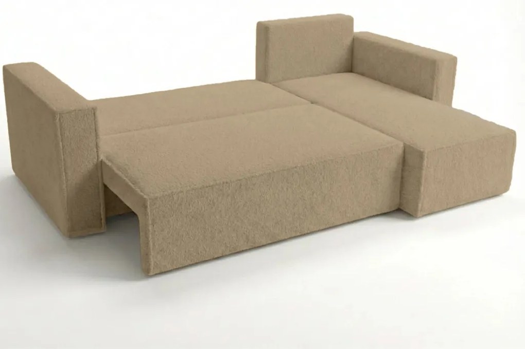 Rozkládací oboustranná sedací souprava do L SMART BOUCLE 232x143 cm, tmavě béžová