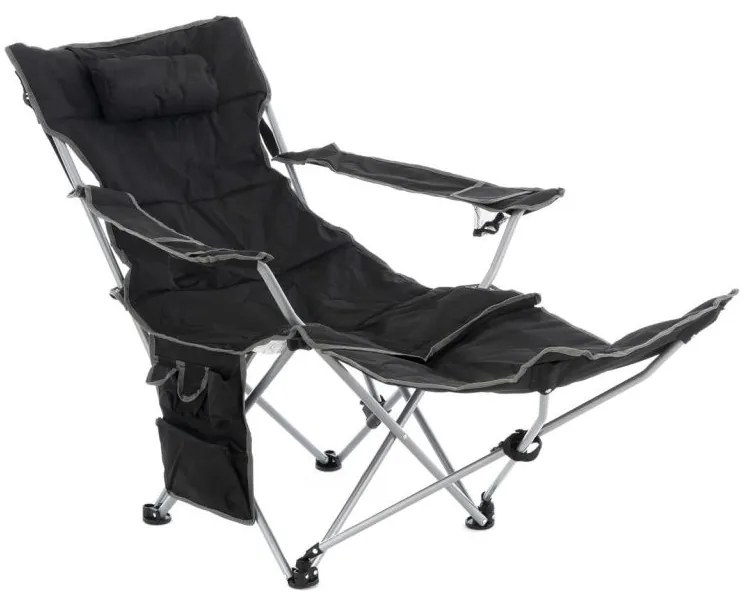 Divero Kempingová židle s odnímatelnou podnožkou, černá
