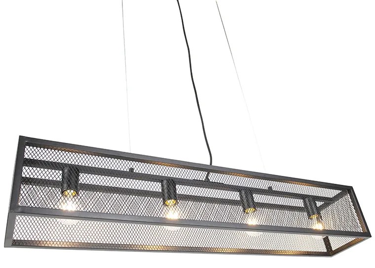 Chytrá průmyslová závěsná lampa černá vč. 4 WiFi A60 - Cage Wire
