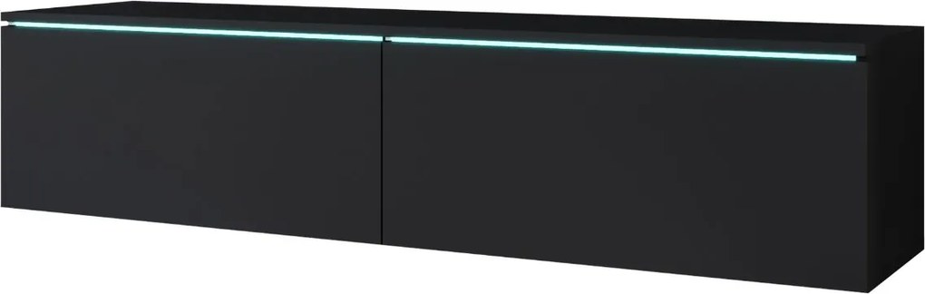 TV stolek LED 140 cm závěsný nebo stojící černý grafit Lowboard D