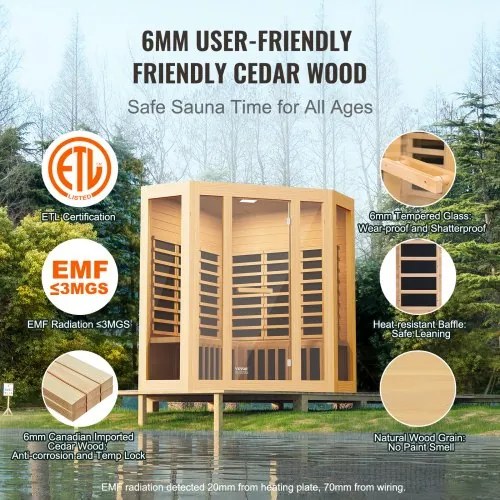 Far Infrared Wooden Sauna Room Domácnost Sauna Spa pro 3 až 4 osoby 2470 W