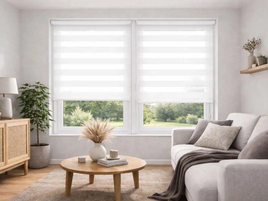 ZEBRA-SHOP Roleta DEN A NOC / MINI / PREMIUM / BÍLÁ / BH 20 Barva mechanizmu: bílá, Výška: 150, Šířka: 92