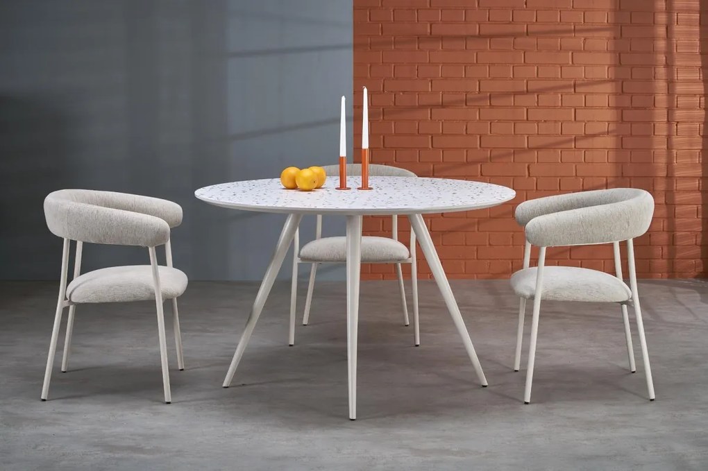 Jídelní stůl Aramis 120 cm terrazzo bílý