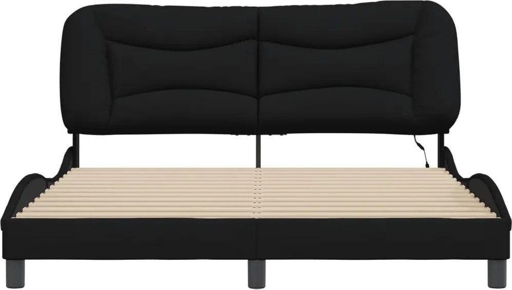 Rám postele s LED bez matrace Hvar černý 160x200 cm Látka 3213713