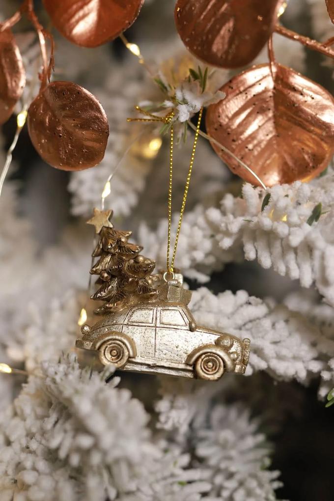 LUX zlatá závěsná vánoční ozdoba auto 6cm