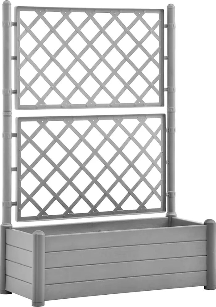 Zahradní truhlík s treláží 100 x 43 x 142 cm PP kamenný šedý 317582
