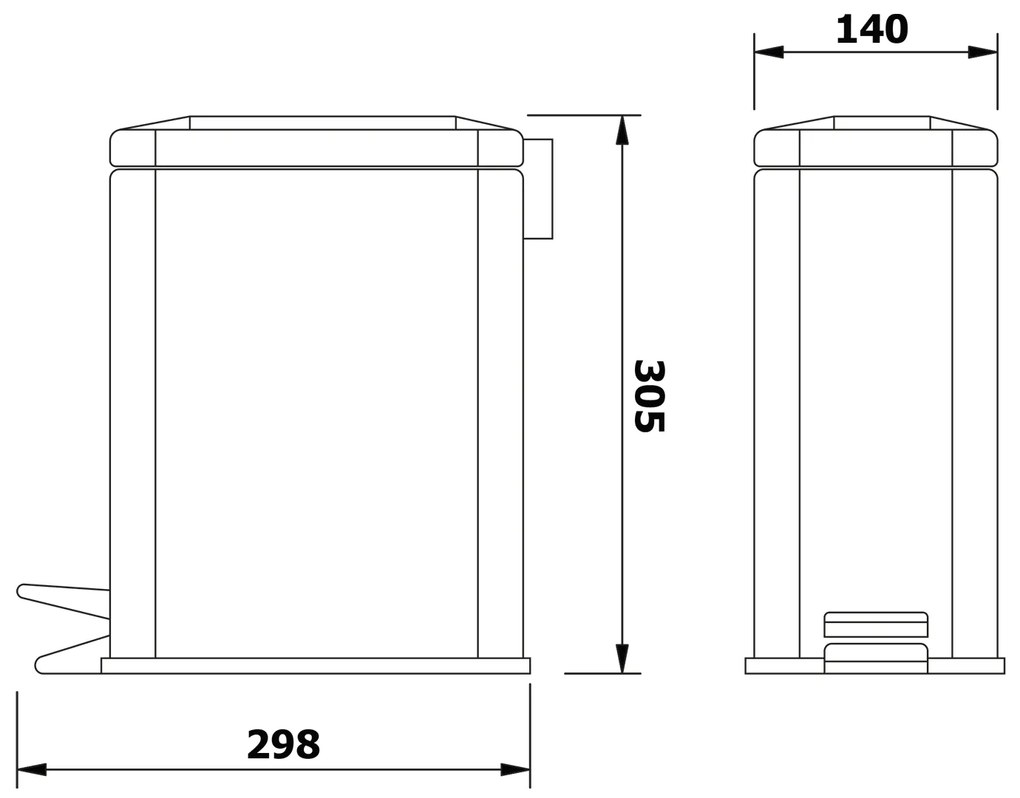 Aqualine, SIMPLE LINE odpadkový koš obdélník 5l, leštěná nerez, GAQ005