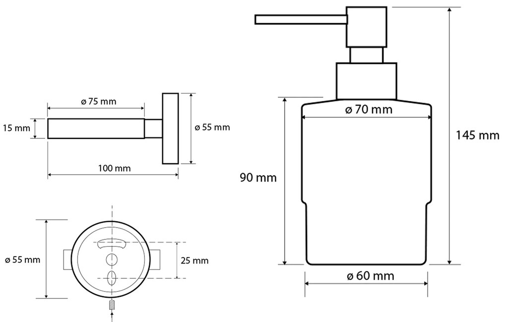 Sapho, X-ROUND WHITE dávkovač mýdla, mléčné sklo, 200ml, bílá, XR103W