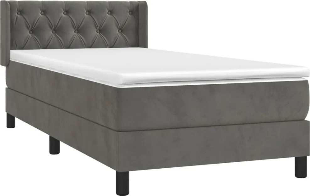 Box spring postel s matrací tmavě šedá 80 x 200 cm samet 3131106