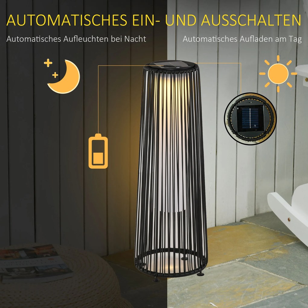 Zahradní solární lampa Outsunny se světelným senzorem, vodotěsná, automatická LED, černá, 21,5 x 21,5 x 61 cm, ideální pro zahradu a terasu | Aosom.de