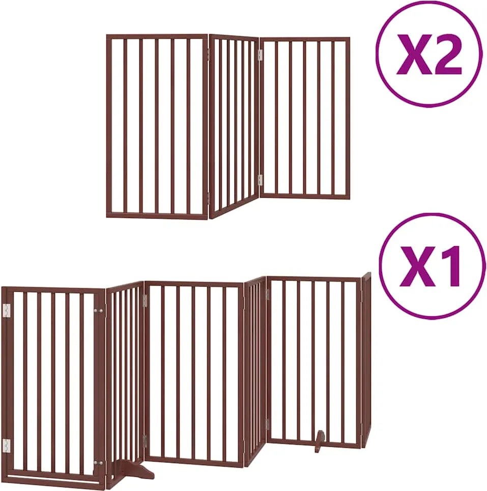 Zábrana pro psy s dvířky skládací 12 panelů hnědá 600 cm topol 3155551