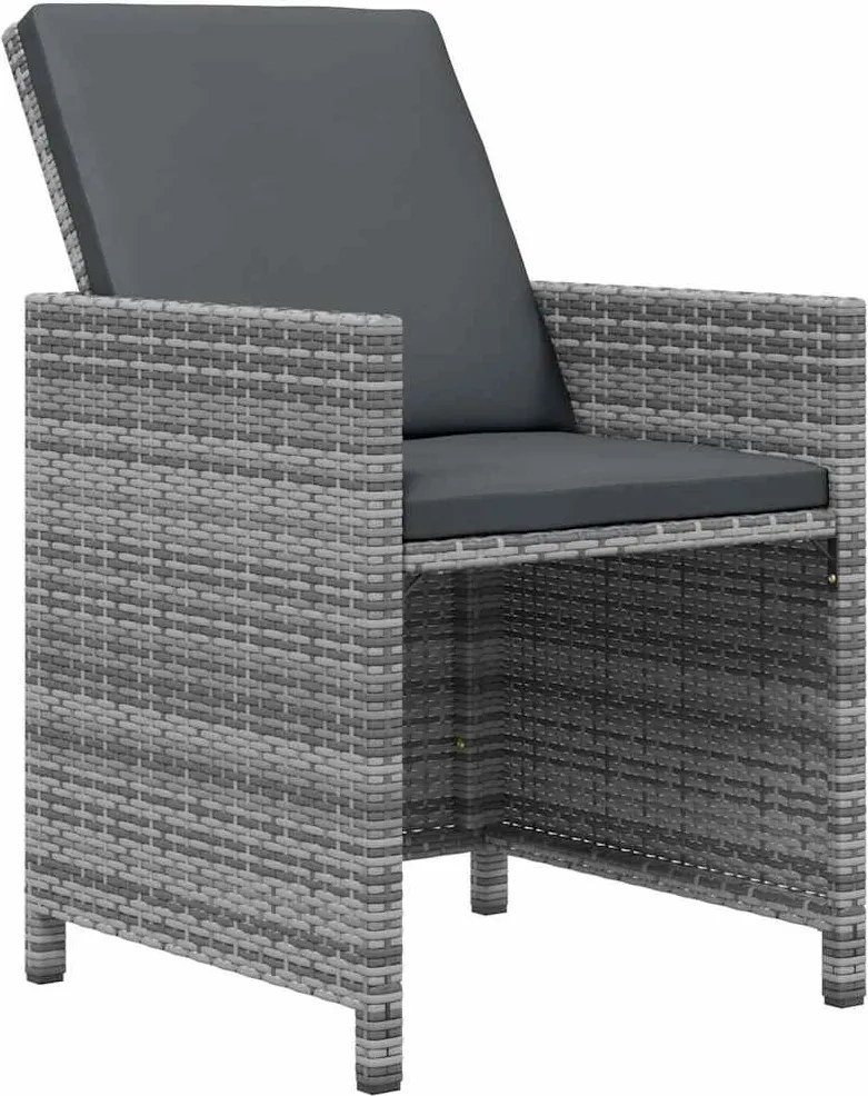 13dílný zahradní jídelní set s poduškami polyratan šedý 3095617