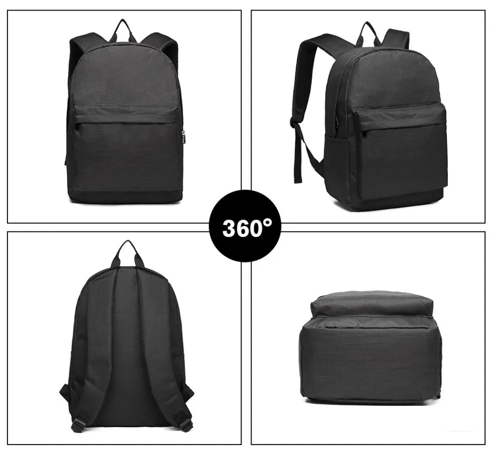Konofactory Černý lehký batoh do školy "Basic" 7L