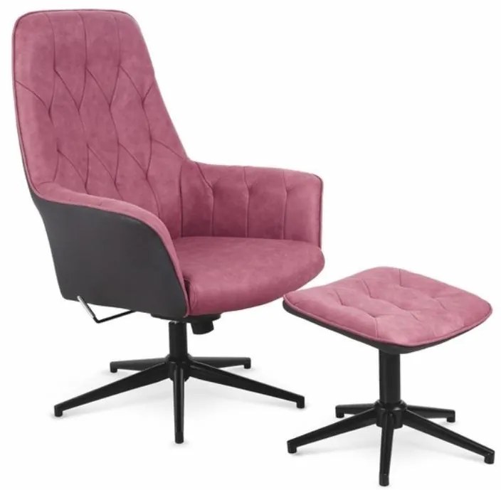 Relaxační židle s Vario pouffe, růžová