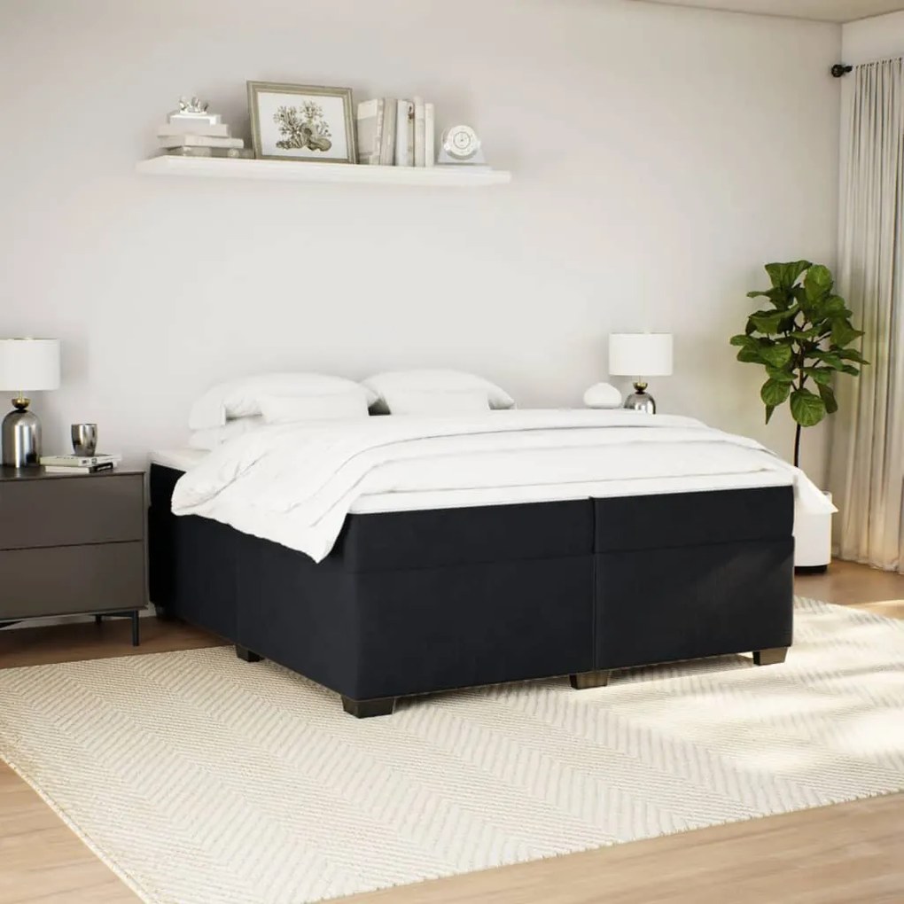 Box spring postel s matrací černá 200x200 cm samet 3285307