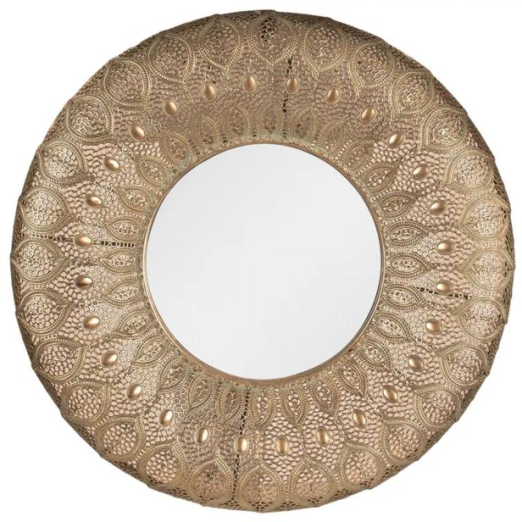 Nástěnné zrcadlo ve zlatém kovovém rámu – 60x6 cm