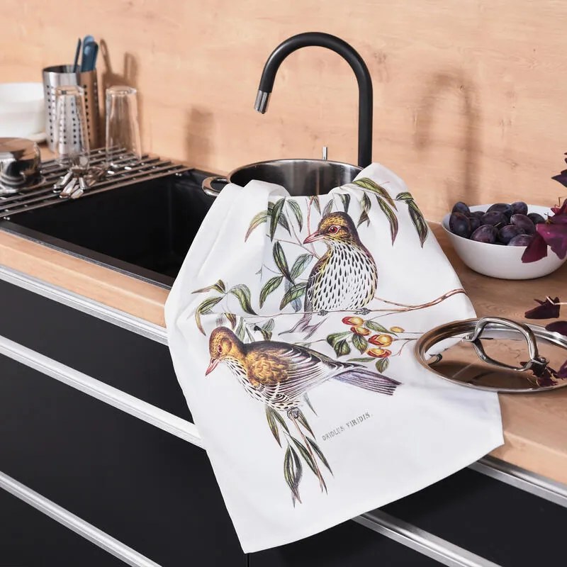 SCANquilt utěrka FLORA oriolus smetanovohnědá 50 x 70 cm