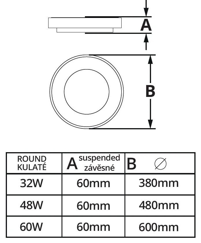 T-LED LED svítidlo ZULU 60W CCT kulaté bílé závěsné LED svítidlo ZULU 60W CCT kulaté bílé závěsné