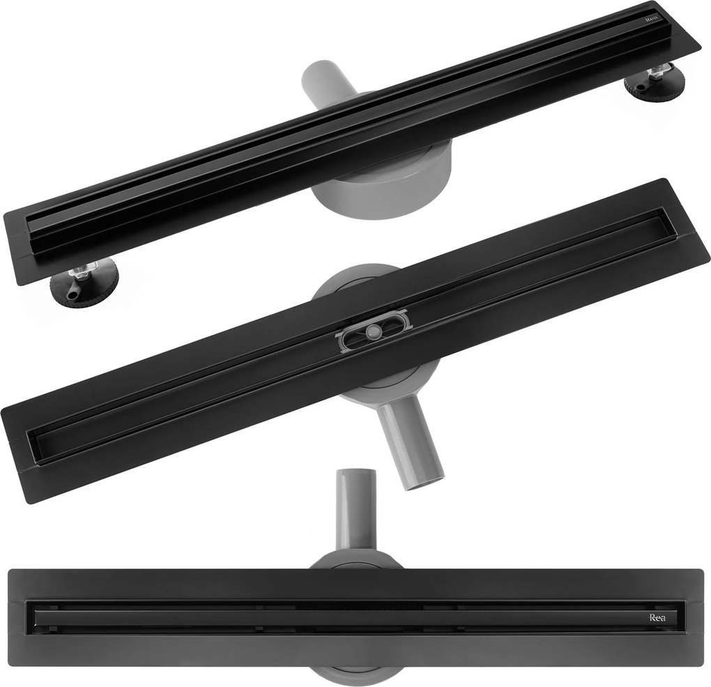 Rea Neox Slim Pro, sprchový odtokový žlab 70cm, černá matná, REA-G2709