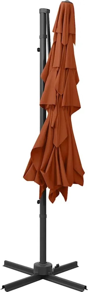 4stupňový zahradní slunečník hliníková tyč terakota 250x250 cm 313825