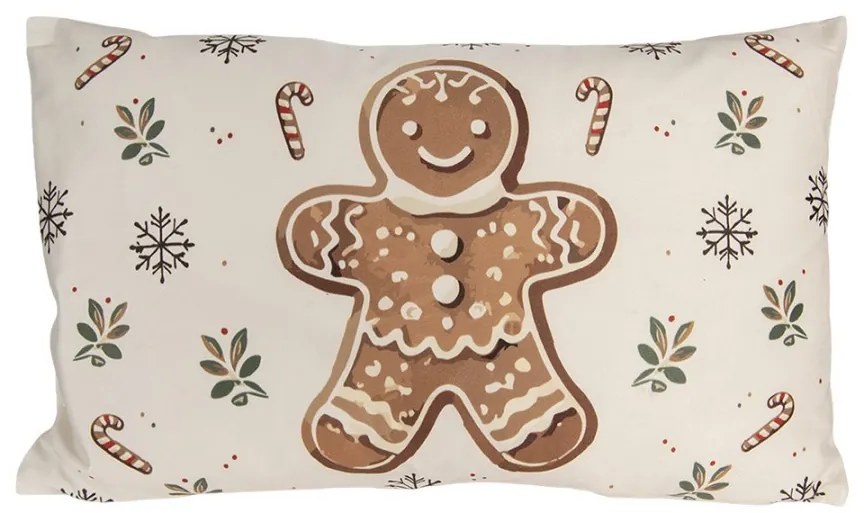 Béžový povlak na polštář s perníčkem Gingerbread Magic - 30*50 cm