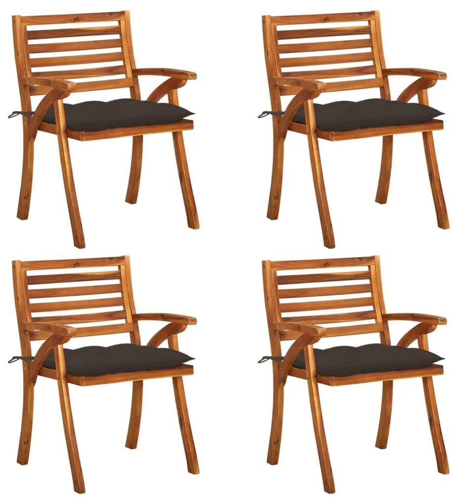3075197 vidaXL Zahradní židle s poduškami 4 ks masivní akáciové dřevo
