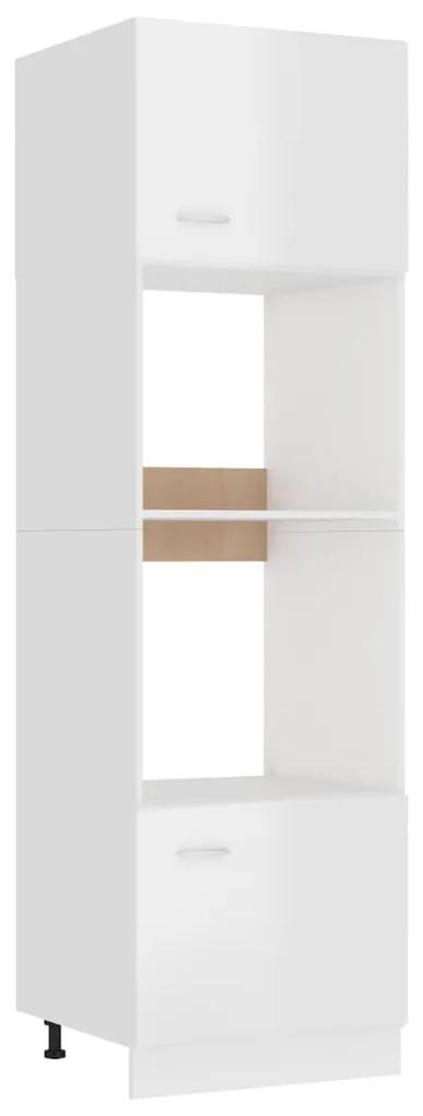 802551 vidaXL Skříňka na mikrovlnku bílá vysoký lesk 60x57x207 cm  dřevotříska | BIANO