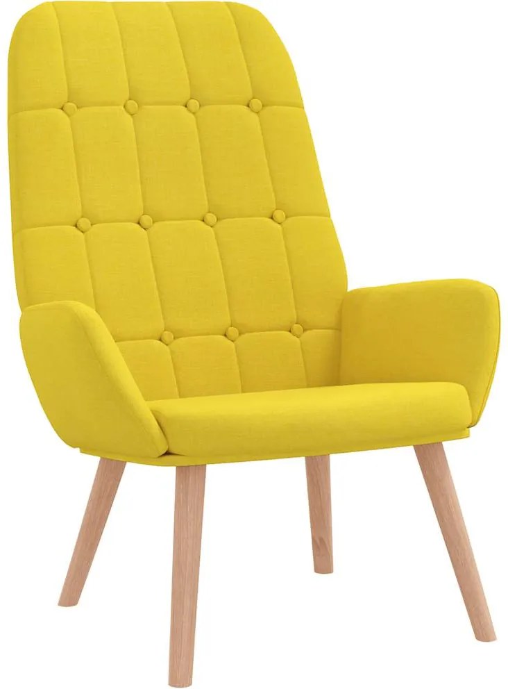 Relaxační křeslo s podnožkou světle žluté textil 3315154
