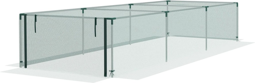 Outsunny stan na ochranu rostlin 1,25 x 3,73 m s dveřmi na zip, větruodolná síť proti hmyzu pro zeleninu a rostliny, síť proti škůdcům