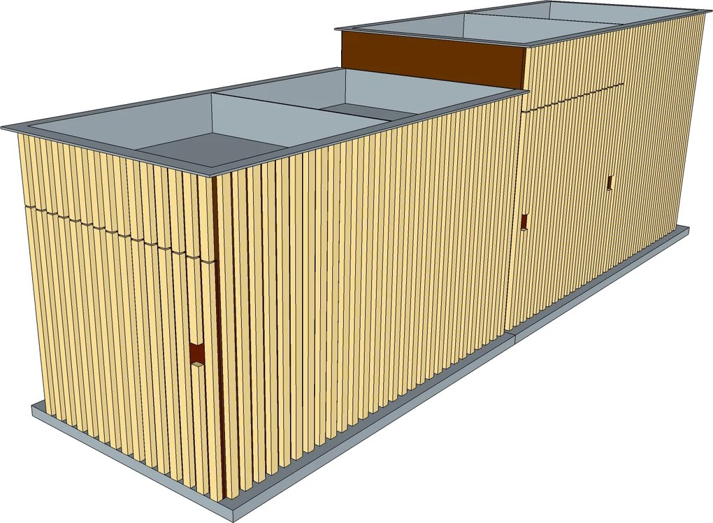 DESIGN FACTORY - Cyklobox de Luxe 3 – 4 kola s velkým úložištěm, barva natur, (1,1 x 4,3 m), CYKL3-4VELK - nejzahradnidomek.cz