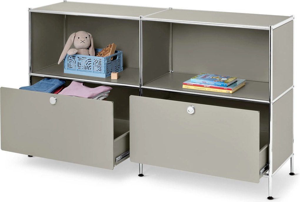 Tchibo - Kovová odkládací skříňka »Cn3 Kids« se 2 zásuvkami - barva: šedá