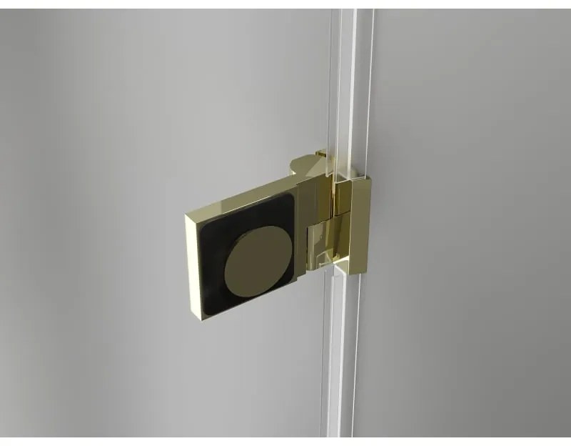 Mexen Lunar-B, pravostranný výklopný sprchový kout 70 x 70 cm, 8mm čiré sklo, zlatý profil, 832-070-070-50-00-P