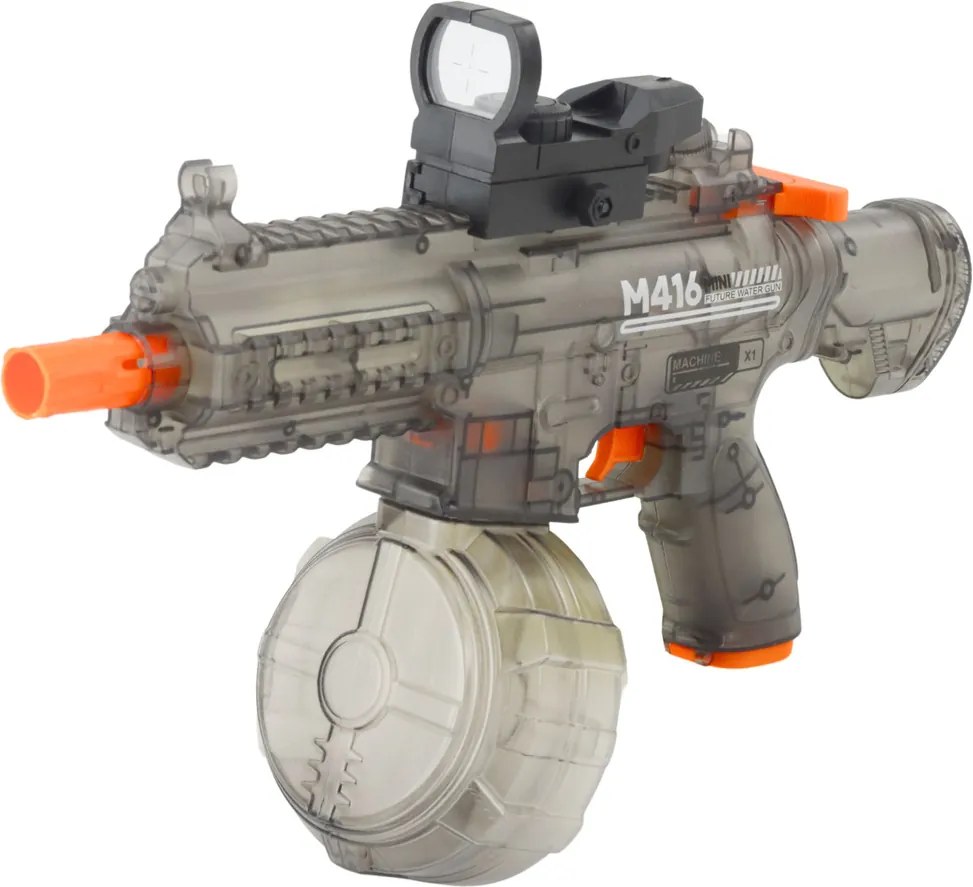 LEAN Toys Elektrická vodní pistole M416 podsvícený zaměřovač 450 ml 8-10 m